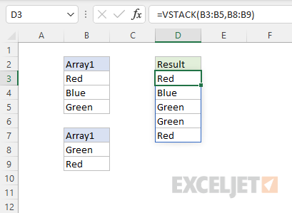 Excel VSTACK function | Exceljet